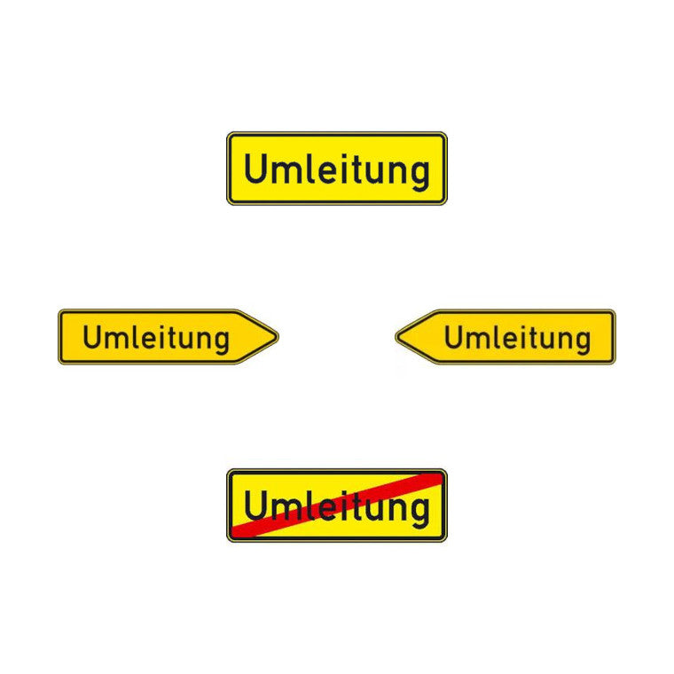 Straßenschild Umleitung – PLATH Vermietung
